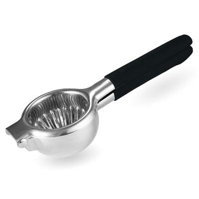 China 340g Stainless Steel Lemon Citrus Press Juicer with Soft Silicone Handle Manual Squeezer for sale