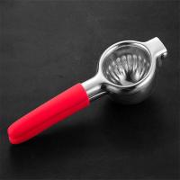 China 340g Stainless Steel Lemon Citrus Press Juicer with Soft Silicone Handle Manual Squeezer for sale