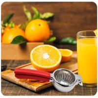 China 340g Stainless Steel Lemon Citrus Press Juicer with Soft Silicone Handle Manual Squeezer for sale