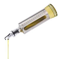 China Stainless Steel Double Glass Seasoning Container Kitchen Olive Oil Spray Bottle with Scale 6.5x24.7cm for sale