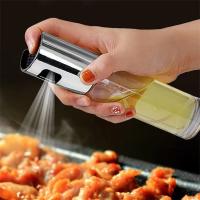 China 304 Stainless Steel Atomized Oil Sprayer 17.5cm Portable Glass Oil Bottle for Kitchen for sale