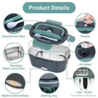 China 1.5L Stainless Steel Electric Food Warmer Lunch Box Portable Heated Lunch Container for sale