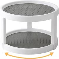 China 2 Layer Kitchen Spices Rotating Storage Rack 25cm Countertop Organizer for Spice Bottles and Toiletries for sale