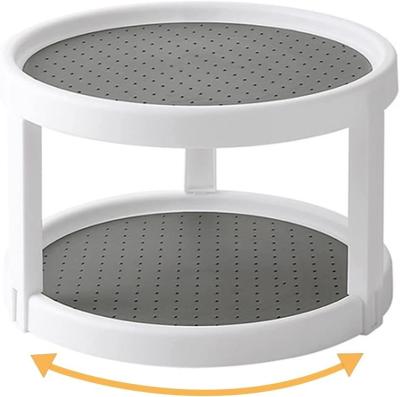 China 2 Layer Kitchen Spices Rotating Storage Rack 25cm Countertop Organizer for Spice Bottles and Toiletries for sale