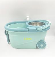 China 360 Degree Spin Mop with Stainless Steel Drying Basket 1kg Dual Compartment Bucket for sale