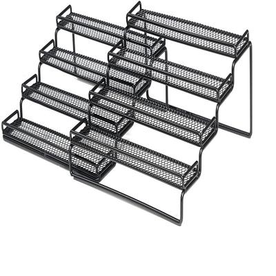 China 28.8x15.5x29.8cm 4 Tier Black Lacquer Spice Rack Organizer for Kitchen Countertop Bathroom Storage for sale