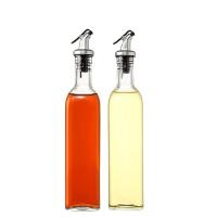 China Square Calcium Na Glass Olive Oil Dispenser Bottle 6x6x30cm with Stainless Steel Nozzle for sale