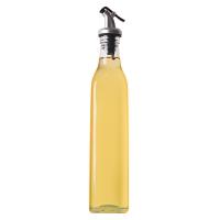 China Square Calcium Na Glass Olive Oil Dispenser Bottle 6x6x30cm with Stainless Steel Nozzle for sale