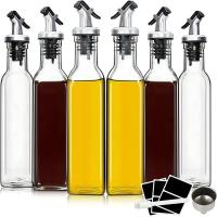 China Square Calcium Na Glass Olive Oil Dispenser Bottle 6x6x30cm with Stainless Steel Nozzle for sale