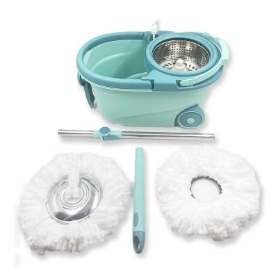 China 360 Degree Rotating Mop Bucket Set Stainless Steel PP Microfiber 1kg Household Cleaning for sale