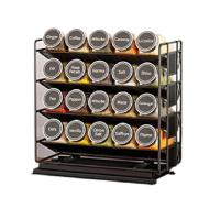 China 4 Layer Pull Out Spice Rack Organizer Heavy Duty Slide Out 25.6x13x26cm Black Iron Kitchen Cabinet Storage for sale