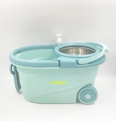 China Custom Logo High Capacity Floor Cleaning Microfiber Spinning Mop Bucket 360 Rotating Dual Drive 1kg for sale