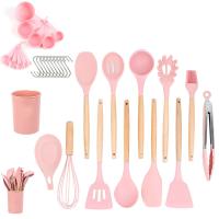 China 33-Piece Silicone Cookware Set with Non-Stick Spatula and Beech Wood Handle for sale