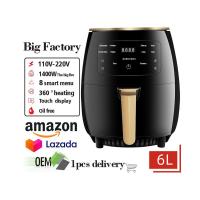 China Customized 1400W 6L Multi-Functional Air Fryer with Digital Touchscreen for Home and Commercial Use for sale