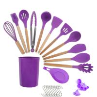 China 33-Piece Silicone Cookware Set with Non-Stick Spatula and Beech Wood Handle for sale