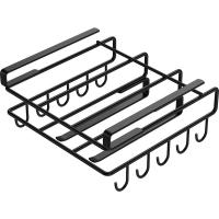 China 201 Stainless Steel Wall Cabinet Hanging Rack with 10 Hooks for Kitchen Storage for sale