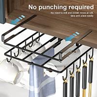 China 201 Stainless Steel Wall Cabinet Hanging Rack with 10 Hooks for Kitchen Storage for sale