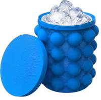 China 267g Portable Silicone Half Round Space Saving Ice Bucket with Lid 13x14cm Blue Red Yellow for sale