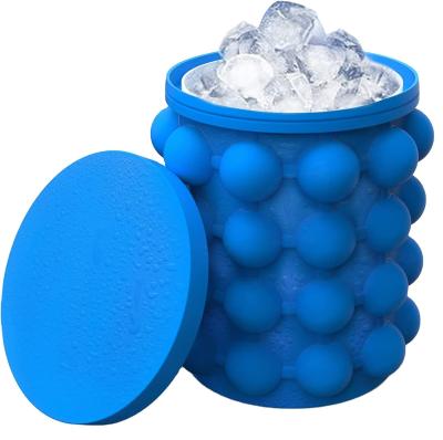 China 267g Portable Silicone Half Round Space Saving Ice Bucket with Lid 13x14cm Blue Red Yellow for sale