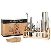China 10 in 1 Stainless Steel Cocktail Shaker Set 750ml with Wooden Stand Bar Tools for sale