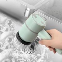 China 6 in 1 Electric Sink Brush Handheld Bathtub Brush 400g Lightweight Cleaning Tool for Bathroom Kitchen for sale