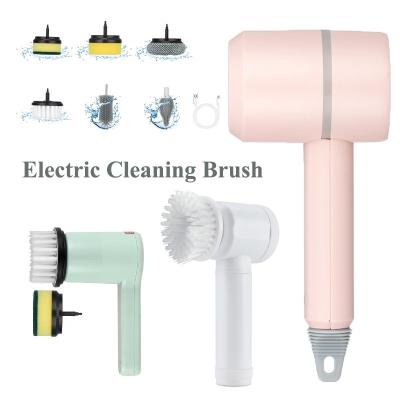 China 5 in 1 Electric Cleaning Brush with Interchangeable Sponge Head 400g Lightweight for Bathroom Kitchen Sink for sale