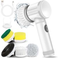 China 5 in 1 Electric Cleaning Brush with Interchangeable Sponge Head 400g Lightweight for Bathroom Kitchen Sink for sale