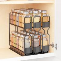 China Customized Logo Kitchen Spice Bottle Jars 2 Layers Slide Storage Rack for Home Cabinet for sale