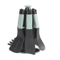 China High Temperature Food Grade Plastic Spatula Spoon Set Kitchenware 5 Pieces with Rack for sale