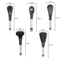 China High Temperature Food Grade Plastic Spatula Spoon Set Kitchenware 5 Pieces with Rack for sale