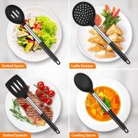China Non-Stick Silicone Kitchen Utensil Set 5-Piece Stainless Steel Handle Spatula Spoon for sale