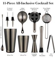 China 11-Piece Bartender Kit Cocktail Smoker Set 750ml 600ml Stainless Steel Barware for sale