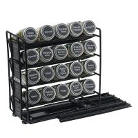 China 25.6*13*26cm Black Kitchen Sliding Rail Spice Rack Multi-Layer Storage Iron Organizer for sale