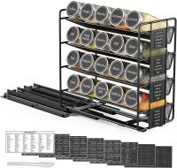 China 25.6*13*26cm Black Kitchen Sliding Rail Spice Rack Multi-Layer Storage Iron Organizer for sale