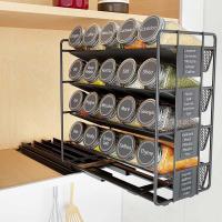 China 25.6*13*26cm Black Kitchen Sliding Rail Spice Rack Multi-Layer Storage Iron Organizer for sale