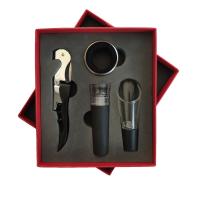 China Stainless Steel Corkscrew Wine Opener Set 4 Piece Gift Box with Red Seahorse Knife for sale