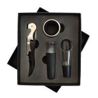 China Stainless Steel Corkscrew Wine Opener Set 4 Piece Gift Box with Red Seahorse Knife for sale