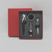 China Stainless Steel Corkscrew Wine Opener Set 4 Piece Gift Box with Red Seahorse Knife for sale