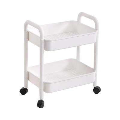 China Functional Design Two Tier Storage Shelf With Wheels for Kitchen Bathroom and Bedroom for sale