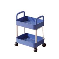 China Functional Design Two Tier Storage Shelf With Wheels for Kitchen Bathroom and Bedroom for sale