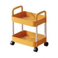 China Functional Design Two Tier Storage Shelf With Wheels for Kitchen Bathroom and Bedroom for sale