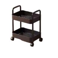 China Functional Design Two Tier Storage Shelf With Wheels for Kitchen Bathroom and Bedroom for sale