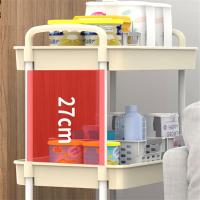 China Functional Design Two Tier Storage Shelf With Wheels for Kitchen Bathroom and Bedroom for sale