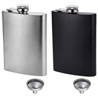 China Leather Covered Stainless Steel Wine Flask 8oz 93x122mm Outdoor Hip Flask for Men for sale