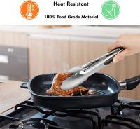 China Stainless Steel Silicone Bread Clip 9 Inch 12 Inch Heat Resistant BBQ Steak Tongs with Locking Closure for sale