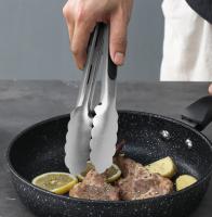 China Stainless Steel Silicone Bread Clip 9 Inch 12 Inch Heat Resistant BBQ Steak Tongs with Locking Closure for sale