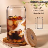 China High Borosilicate Glass Mason Jar 16oz with Bamboo Lid and Straw Clear Glass Cups for sale