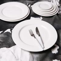 China Stocked White Ceramic Dinner Plates for Restaurant Hotel Dinnerware Collection for sale