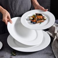 China Stocked White Ceramic Dinner Plates for Restaurant Hotel Dinnerware Collection for sale