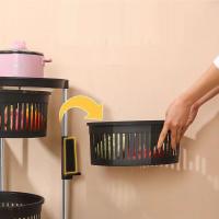 China 4 Layer Multifunctional Pantry Storage Rack 31.5x31.5x88cm Black PP Stainless Steel Kitchen Cabinet Organizer for sale